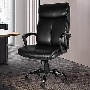 Daesar Office Desk Chair Pu Leather, Adjustable Height/Tilt, 360 Degree Swivel, 300Lbs, Black