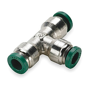 Parker Hannifin 164PLP-4 Prestolok PLP Nickel Plated Brass Union Tee Push-to-Connect Fitting, 1/4" Push-to-Connect Tube x 1/4" Push-to-Connect Tube
