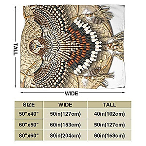 Sherpa Throw Blankets Flannel Fleece Blanket Full Size Red-Tail Hawk Dream Catcher Blanket All-Season Plush Blanket for Couch Bed Travelling 53x59inch