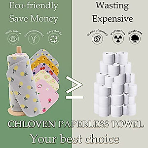 Paperless Towels Roll Washable Cotton Cloth, Reusable Paper Towels - 25 Pack with Durable Cardboard Roll - 10" X 10" Zero Waste Reusable Napkins Eco Friendly