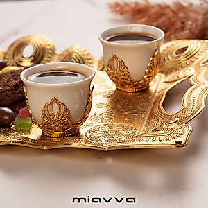 Serving Tray, Vintage Serving Metal Tray for 6 People (Premium Gold)