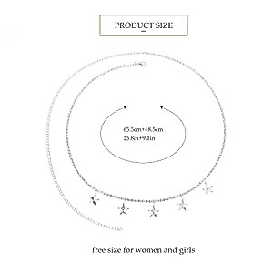 GEMILY Silver Star Waist Chains Rhinestone Belly Chains Sparkle Beach Body chains Jewelry Party Accessory for Women and Girls