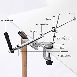 RUIXIN PRO RX-008 Knife Sharpener Kit System with 12 Whetstones, 360° Rotation Flip Design, Fixed-Angle Stainless Steel Professional Chef Kitchen Knife Sharpening Blades Fine Grinding Polishing Tool