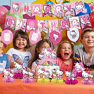 8Pcs kitty Honeycomb Table Centerpiece, kitty Birthday Party Supplies Table Decorations for Kids Party Decorations