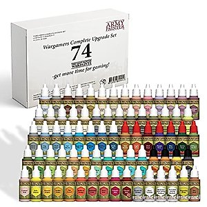 The Army Painter - Wargamers Complete Upgrade Miniature Paint Sets - Acrylic Model Paints for Plastic Models, 74 Warpaints - 57 Acrylic, 3 Metallic, 7 Effects Warpaints for Models,7 Quickshade Washes