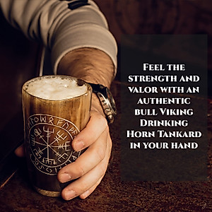 Trondebal Viking Drinking Horn Mugs Set of 4, Natural Ox Horn Shot Glasses | 10 oz Cool Unique Tumbler, Beer Gift for Men and Women, Handmade Goblet| Medieval Stein for Ale, Mead, Whiskey