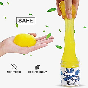 eFuncar Car Cleaning Gel Universal Auto Interior Detailing Gel Slime Fresh Lemon Cleaner Putty Dashboard Dust Removal Glue for Home Office PC Keyboard Air Vent Cup Holder, with A Scraper, 2Pack, 320G