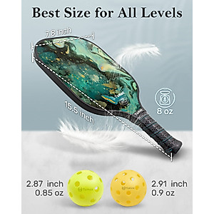Tumaz Pickleball Paddles Set of 2, USAPA Approved Pickleball Set with Premium Honeycomb Core and Fiberglass Face Pickleball Rackets, 4 Pickle Balls, 2 Grip Tapes, and Portable Carry Bag Included