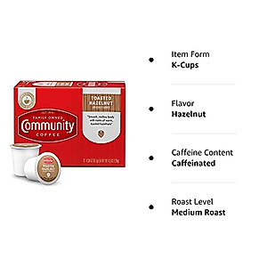 Community Coffee Toasted Hazelnut Flavored 12 Count Coffee Pods, Medium Roast, Compatible with Keurig 2.0 K-cup Brewers, 12 Count (Pack of 1)