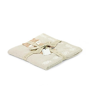 Barefoot Dreams CozyChic Fox Baby Blanket, Baby Blanket, White Blanket, Stroller Blanket, Super Soft Blanket, Cozy Blanket-30”x30”, Stone/Tan