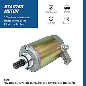 Starter Motor Replace 1987-2013 Yamaha 350 Raptor Big Bear Warrior Kodiak with Replace OE # 1UV-81800-50, 1UY-81800-51, 1UY-81890-00, 1YW-81800-50, 128000-3760