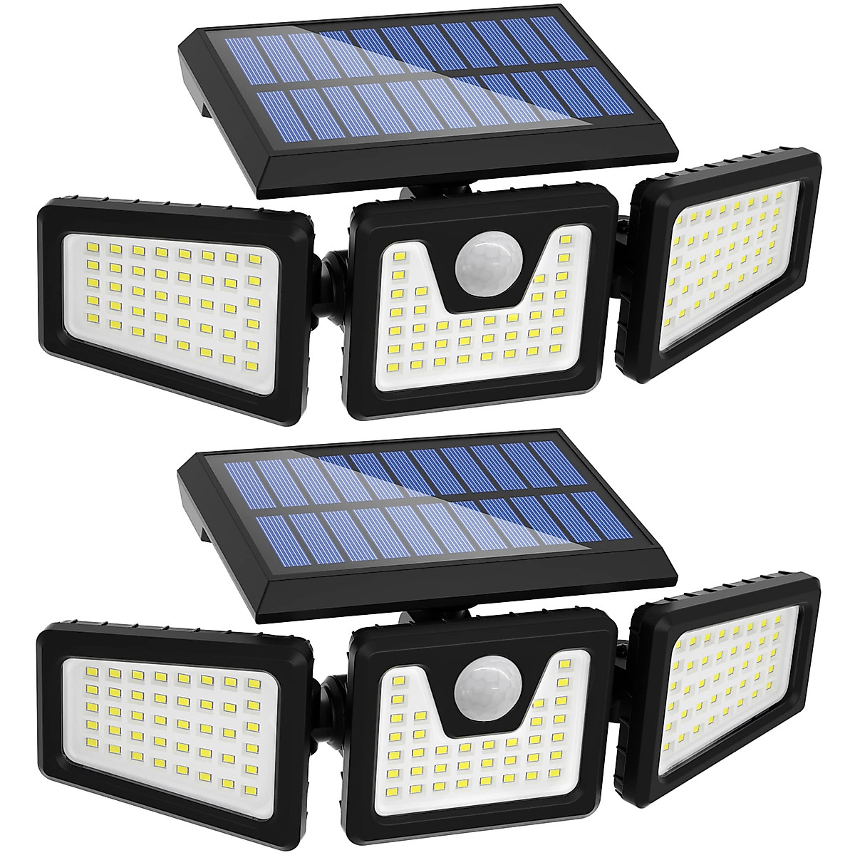 INCX Solar Outdoor Lights with Motion Sensor, 3 Heads Security Lights Solar Powered, 118 LED Flood Light Motion Detected Spotlight for Garage Yard Entryways Patio, IP65 Waterproof 2 Pack