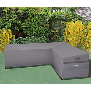 PATIOASIS Sectional Outdoor Furniture Cover Waterproof, Right Facing Patio Deck Lounge Set Sofa Covers Grey L Shaped 106''L x 85''L x 34''D x 31''/26''H