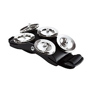 Meinl Percussion CFT5-BK Cajon Foot Tambourine with Steel Jingles, Black