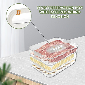 Tzdxfgl Deli Meat Container for Fridge, 3 Layer Bacon Meat Container for Refrigerator with Date Recording Function, Food Grade Food Organizing Box, Removable Bacon Keeper Fridge for Home