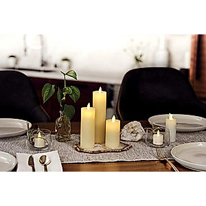 Luminara Realistic Artificial Flame Classic Slim Pillar Candle - Moving Flame LED Battery Operated Lights - Unscented - Remote Ready - 2" x 4.5"
