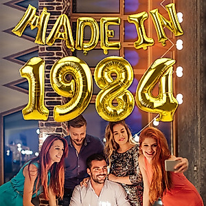 Zirtorei 40th Birthday Balloon Banner Decorations for Men Women, Gold Made in 1984 Balloon Happy 40 Birthday Sign Party Supplies, Forty Year Old Birthday Photo Props Background Decor