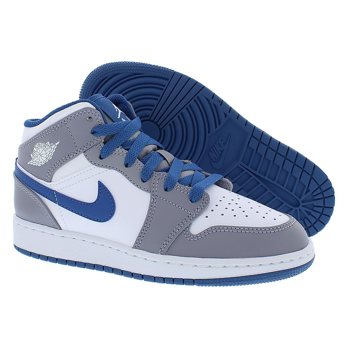 Nike mens Air Jordan 1 Mid Shoes, Cement Grey/White-true Blue, 10