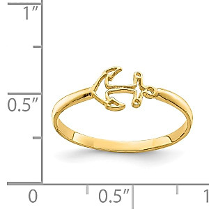 IceCarats 14K Yellow Gold Anchor Ring Size 7