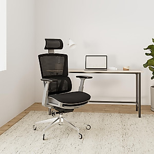 Nouhaus Rewind Ergonomic Office Chair with Footrest and Lumbar Support Swivel Computer Chair, Rolling Home Office Desk Chairs with Wheels, Mesh High Back Task Chair (Black)