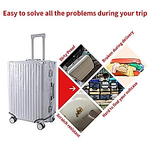 OZTDL 28 Inch Dust-proof See Through Luggage Cover Protector Bag PVC Full Clear Suitcase Cover Protectors Waterproof Transparent Travel Luggage Sleeve (28"=24.5" H x 19.6" L x 11.7" W)