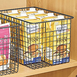 mDesign Metal Wire Food Storage Basket Organizer with Handles for Organizing Kitchen Cabinets, Pantry Shelf, Bathroom, Laundry Room, Closets, Garage - Concerto Collection - 8 Pack - Graphite Gray