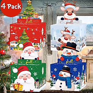 Meiidoshine 4 Pack Christmas Money Box for Cash Gift Pull, Surprise Money Holder for Kids Adults with 200Pcs Transparent Bags - Fun Ways to Give Cash As A Gift for Your Loved Ones