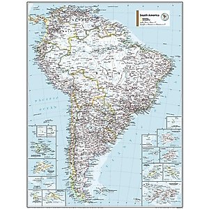 National Geographic Maps: South America Political Wall Map - Compact - 21.5 x 16.25 inches