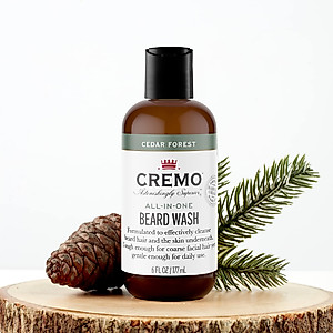 Cremo Cedar Forest All-In-One Beard and Face Wash, Specifically Designed To Clean Coarse Facial Hair, 6 Fluid Oz