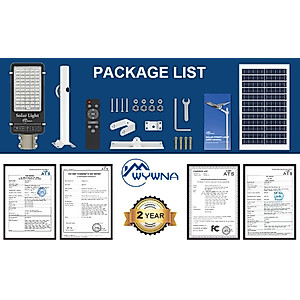 WYWNA 8000W Solar Street Lights Outdoor+5000W Solar Street Lights Outdoor - 6500K Solar Parking Lot Lights Commercial Dusk to Dawn, Heavy Duty Split Type LED Solar Street Light Remote Control, Street