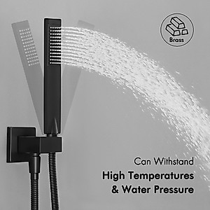 KES Shower Faucet Set, 10 Inches Rain Shower Head with Handheld Spray, Shower System Pressure Balance Wall Mounted (cUPC Certified Shower Valve Included), Matte Black, XB6230-BK