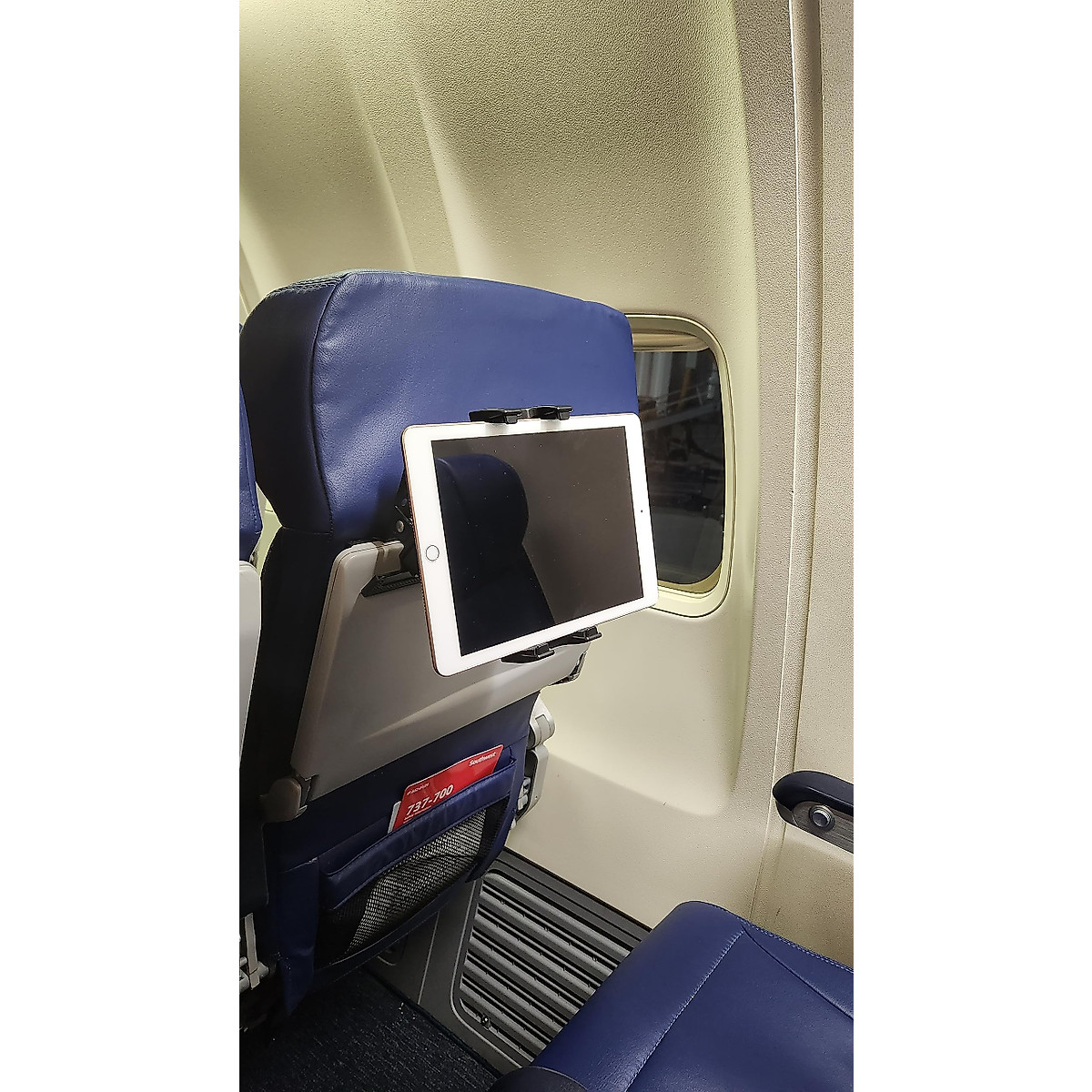 Obliter8 "Blue Steel" Multi-Attachment Smartphone/Tablet/Pad/Switch gaming system Travel Mount for In-Flight Airplane, Car Visor/Vent, Desktop, Traveling 360 degree rotation Ultra Durable and Secure