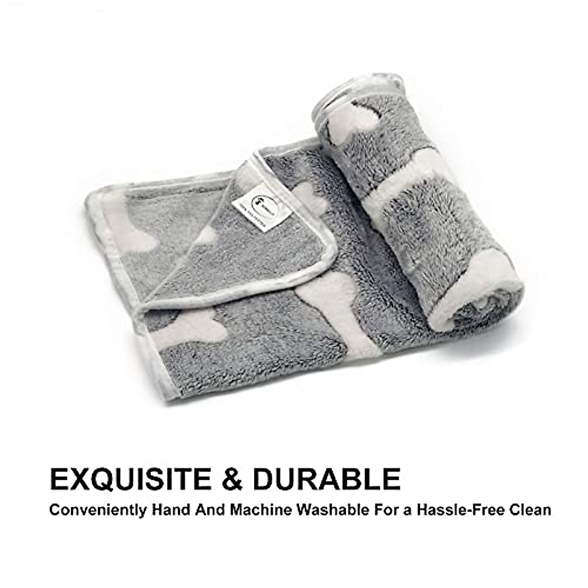 1 Pack 3 Puppy Blankets Super Soft Warm Sleep Mat Grey Cute Print Blanket Fluffy Fleece Pet Blanket Flannel Throw Dog Blankets for Small Dogs Puppy Dogs Fluffy Cats,Star&Bone&Love-Small(23"x15")