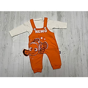 Finding Nemo Cotton Baby Overall/Romper With Long Sleeve Tshirt For Newborns & Infants & Toddlers – 2 PIECES - Unisex