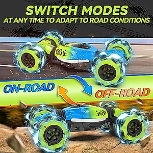 Dysaim Gesture RC Car Hand Controlled Stunt Car for 6-12 yr Boys Girls, 4WD 2.4GHz Remote Control Gesture Sensor Toy Cars Drift Twist Car Offroad with Light Music for Ages 8-13 Kids Birthday Gift