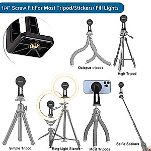 UBeesize Magnetic Tripod Mount Holder for MagSafe Phone - Universal Magnetic Phone Holder with Selfie Light, 360° Rotatable Stand for iPhone 14/13/12 Smartphone Clip Adapter