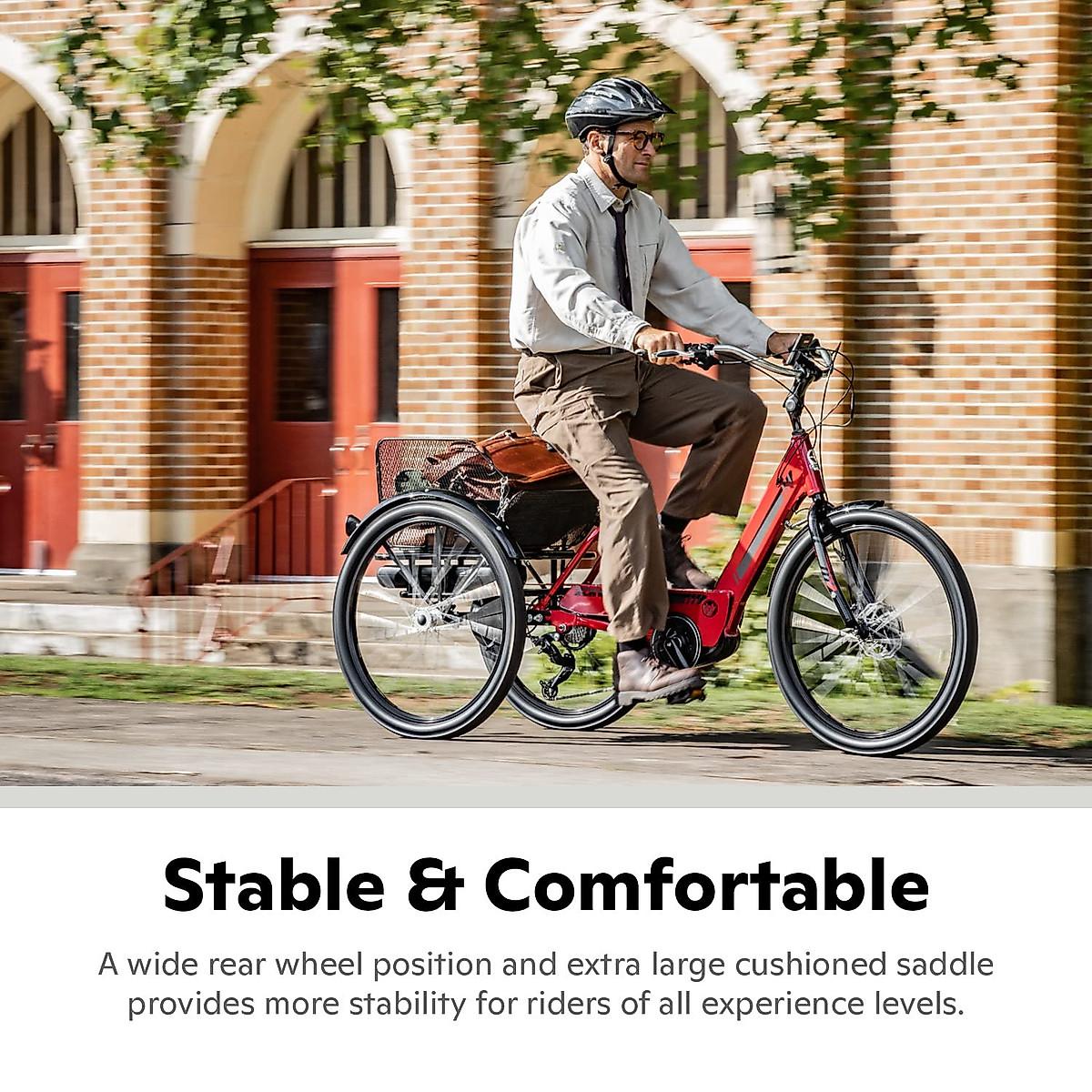 Schwinn Meridian Adult Tricycle Bike, Mens and Womens Three Wheel Beach Cruiser, 26-Inch Wheels, Low Step-Through Frame, Wide Seat, Rear Folding Basket, Single-Speed, White