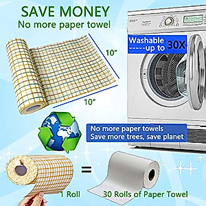 PandS Reusable Paper Towels - Plaid 40 Count - 1 Roll 10″×10″ Cleaning Wipes - Shop Towels - Strong Absorbent Quick Dry - Cleaning Supplies - Household Items
