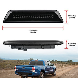 Led Third Brake Light Replacement for 2016 2017 2018 2019 2020 2021 2022 To-yota Tacoma SR SR5 TRD Pickup Trucks Strobe Led 3rd Brake Center High Mount Stop Lamp White Cargo Light Kit Smoked Lens