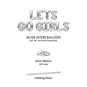 PartyForever LETS GO GIRLS Balloons Banner Silver Bachelorette Party Decorations Sign