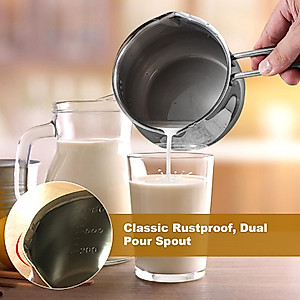 cream Warmer Pot with Pour Spouts, 28oz/800ml Small Pot for Heating Milk,Stainless Steel Small Sauce Milk Pot Measuring Pan, Induction Pot for Chocolate Melting Cheese Baking Pot