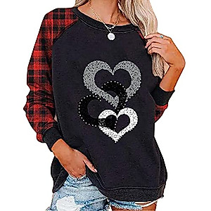 Women's Casual Halloween Lattice Stitching Sweatshirt Crewneck Blouse Top Fashion Plus Size Loose Long Sleeve Sweater Gray