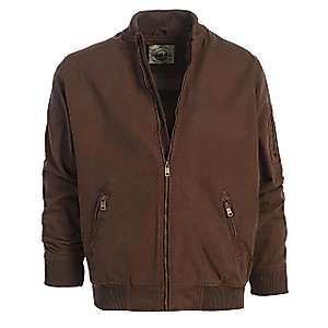 Gioberti Men's 100% Cotton Sportwear Full Zipper Twill Bomber Jacket, Brown, L