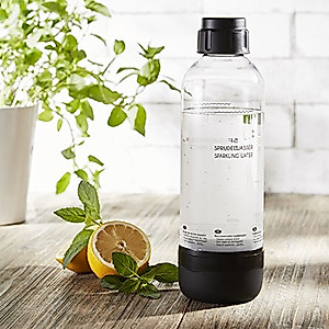 LEVIVO Water Bubbler Bottle, Unbreakable Plastic Bottle Bubbler, with lid and Bottom in Black, Content: Approx. 1