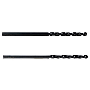 MAXTOOL 1/8"x6" 2pcs Identical Aircraft Extension Drills HSS M2 Extra Long Deep Twist Drill Bits Straight Shank Fully Ground Black; ACF02B06R08P2
