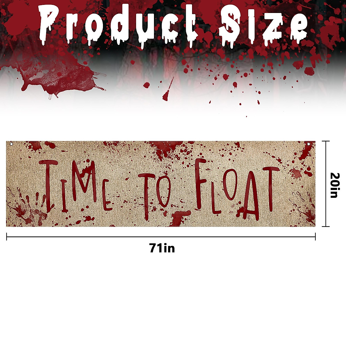 Watayo 71" x 20" Halloween Bloody Banner Yard Sign- Burlap Horror Time To Float Banner- Scary Halloween Banner Backdrop Decoration for Haunted House Yard Outdoor Fence Garden Parties Decor