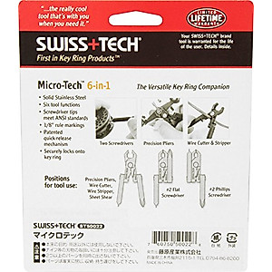 SWISS+TECH ST50022 Stainless Steel 6-in-1 Key Chain Multi Tool, Polished Finish (Single Pack)
