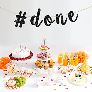 INNORU # Done Banner - Black Glitter Congrats Grad Sign, High School, College, University Graduate Party Decorations Supplies