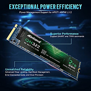 INLAND QN322 2TB NVME M.2 PCIe Gen 3.0x4 2280 SSD Internal Solid State Drive up to 2300MB/s, Compatible with Laptop & PC Desktop