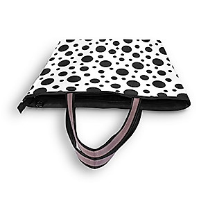 My Daily Women Tote Shoulder Bag Funny Black And White Polka Dot Handbag Medium